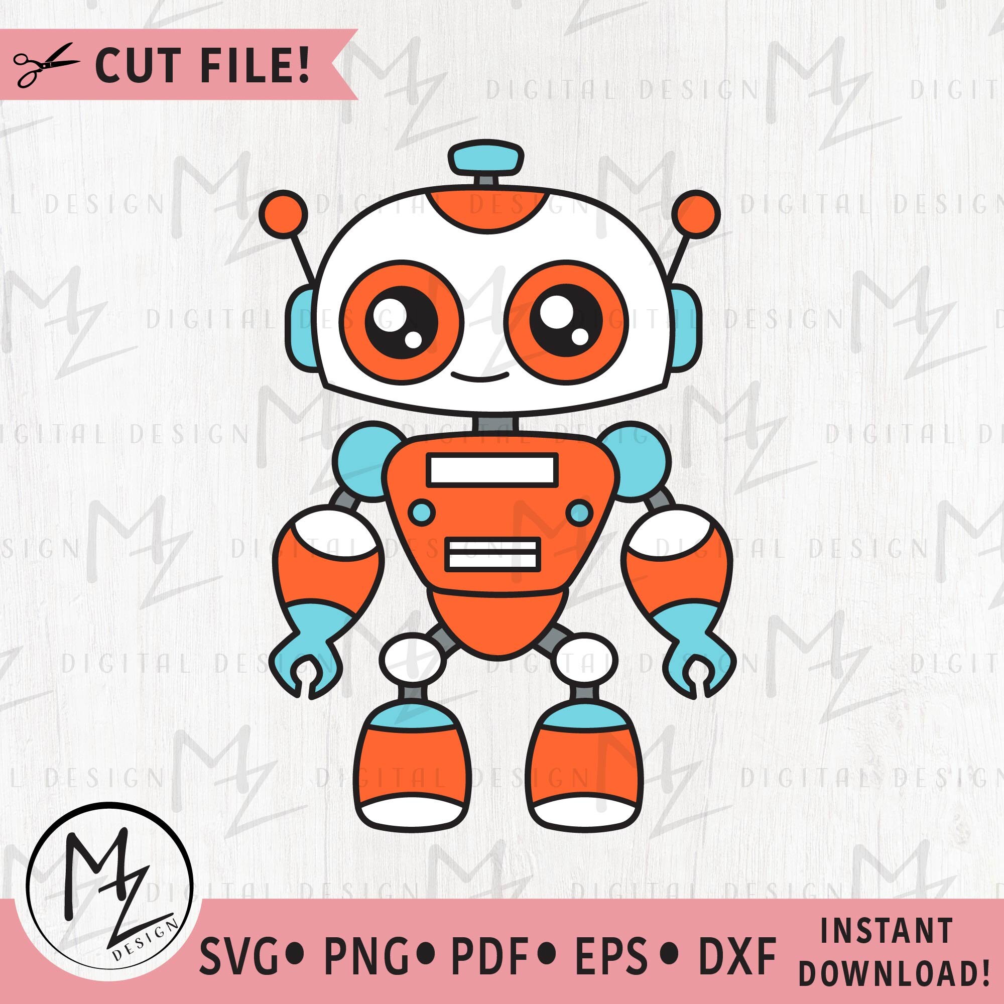 Cute Robot Layered SVG Cut File Cricut Silhouette Kids Shirt Vinyl Iron ...