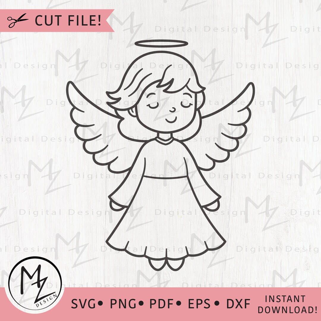 Cute Angel SVG Little Girl Angel Cut File for Cricut Silhouette ...