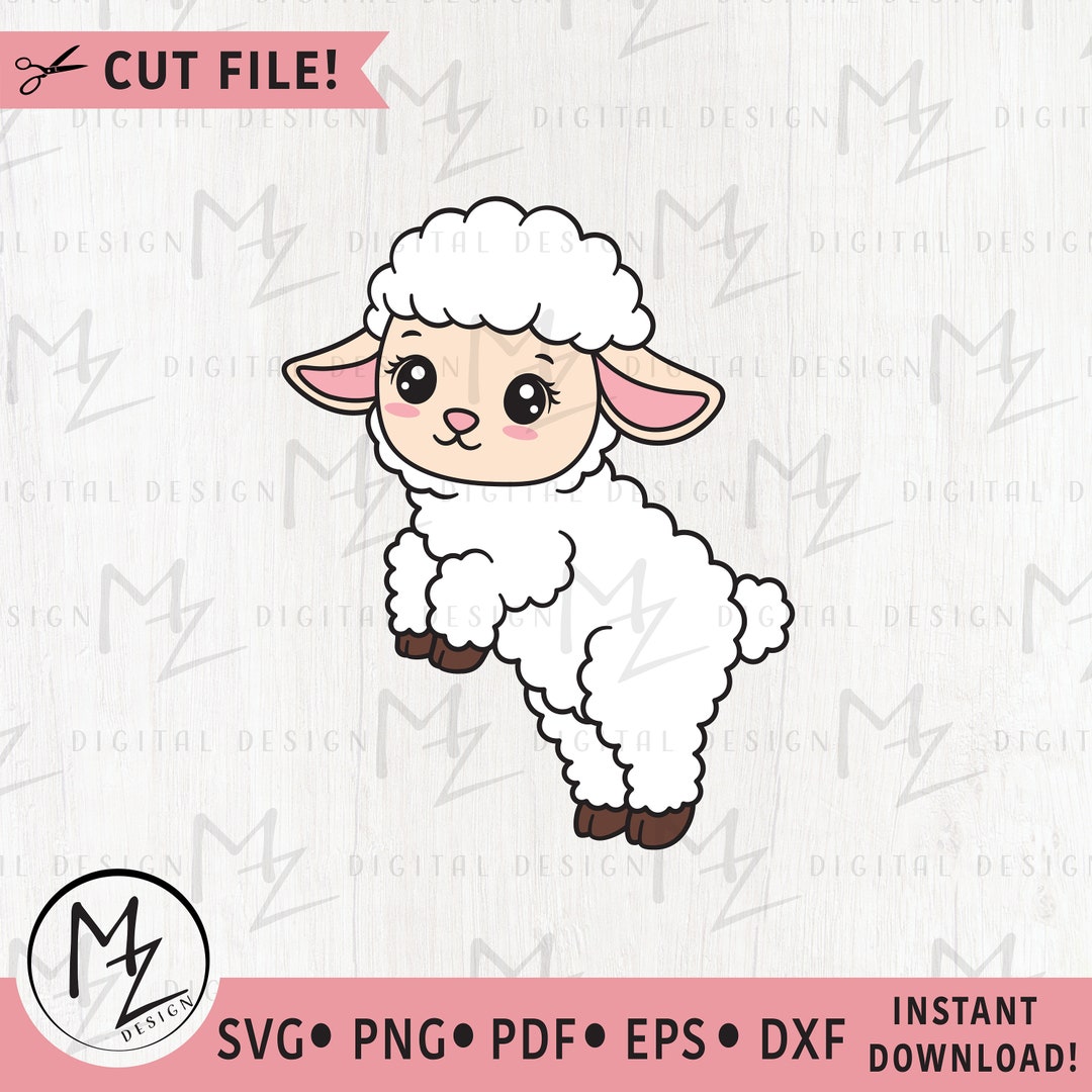 Cute Lamb SVG Hopping Lamb Baby Sheep Farm Animal Layered Cut File ...