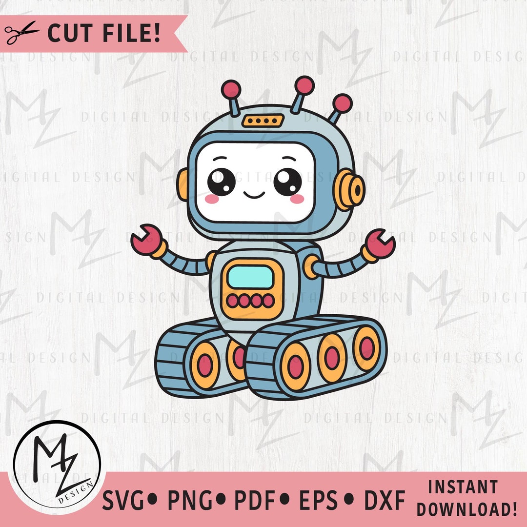 Robot SVG Fun Tracked Robot Layered Cut File Cricut Silhouette Kids ...