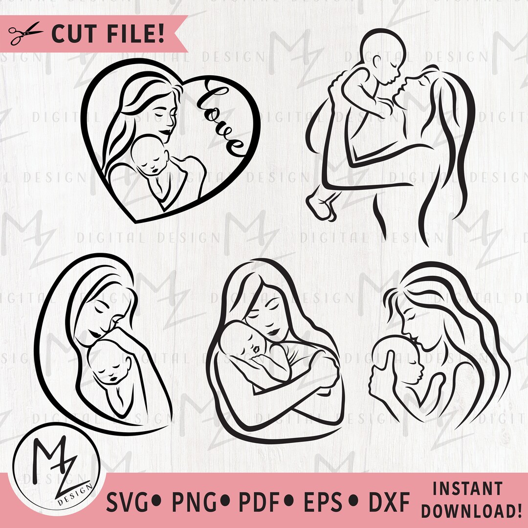 Woman and Baby SVG, Mother's Love, Mother's Day SVG, Gender Reveal ...