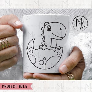 Baby Dinosaur SVG Outline Cut File for Cricut Silhouette Cute Dino in ...