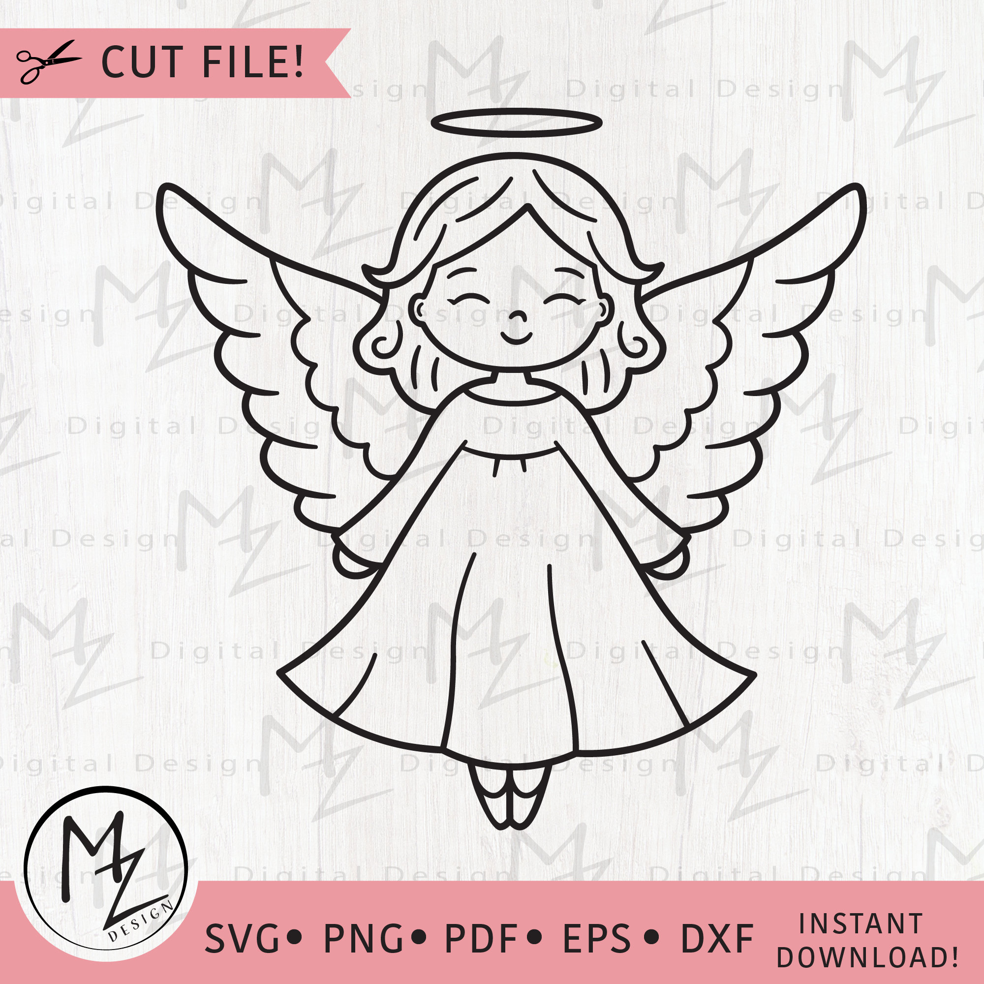 Cute Angel SVG Little Girl Angel Cut File for Cricut Silhouette Angel ...
