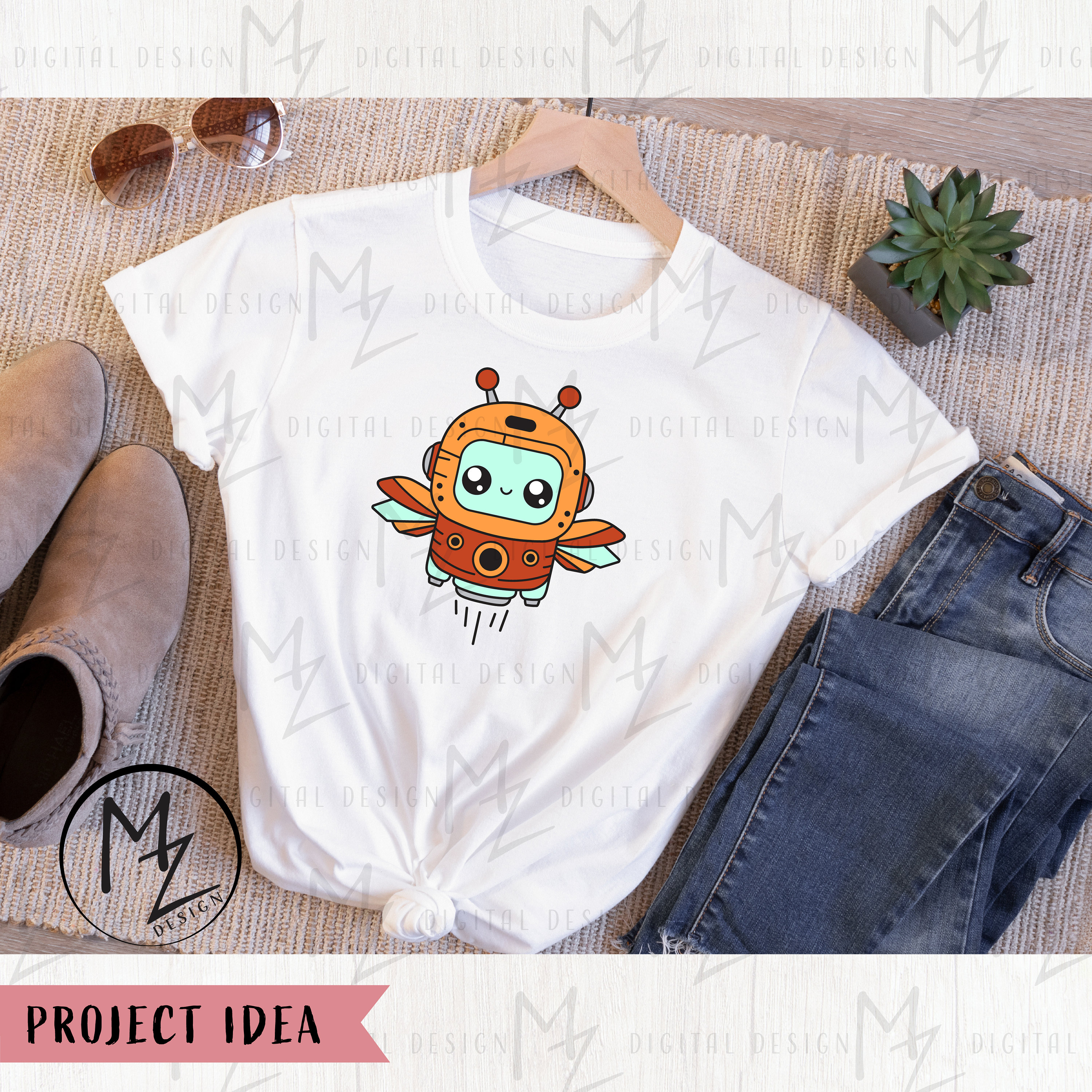 Robot SVG Flying Cute Robot Layered Cut File Cricut Silhouette Kids ...