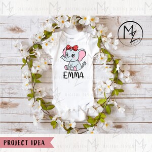 Baby Elephant SVG Cute Elephant Girl With a Bow Layered Cut File for ...