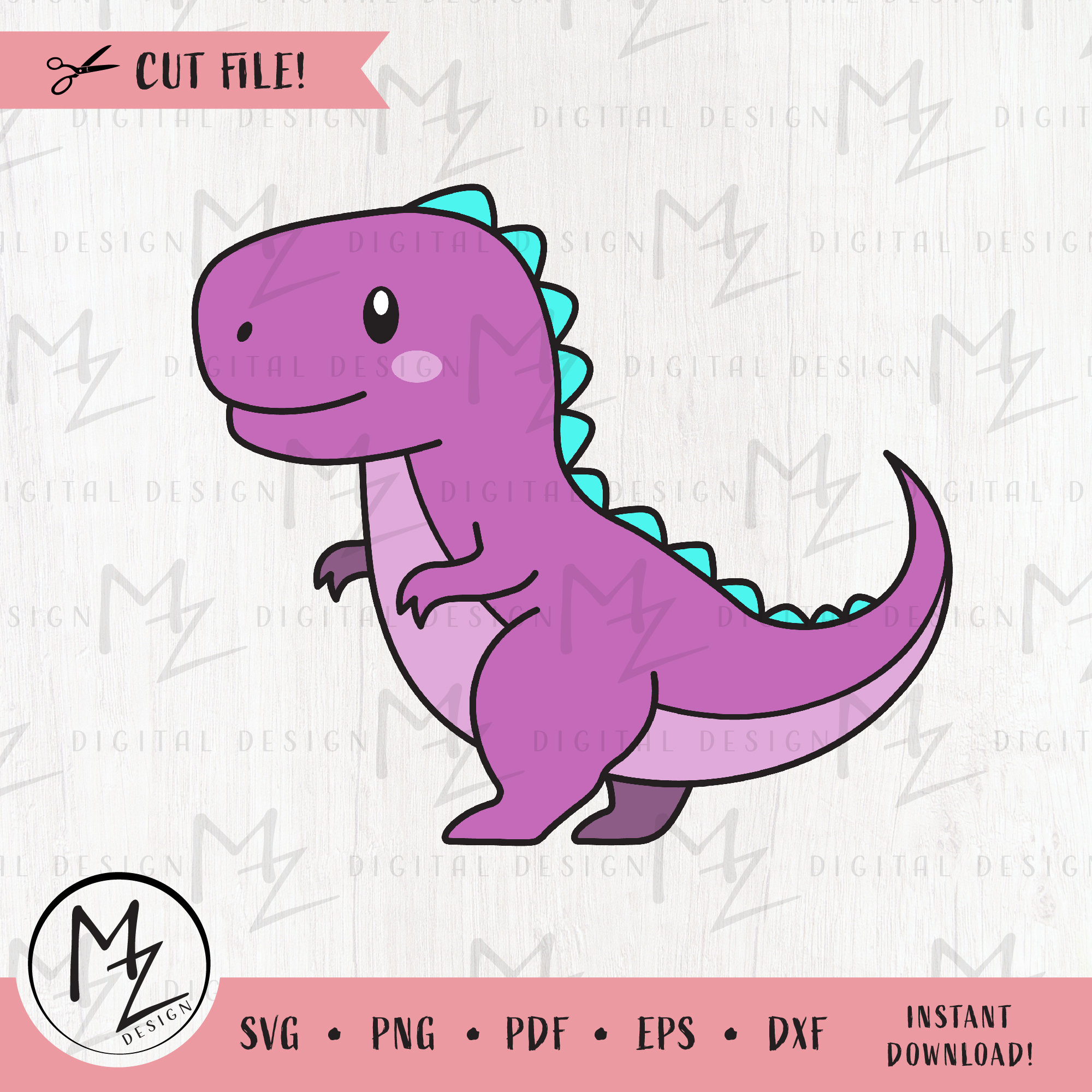 Cute T-rex SVG Layered Cut File Dinosaur Birthday Party - Etsy