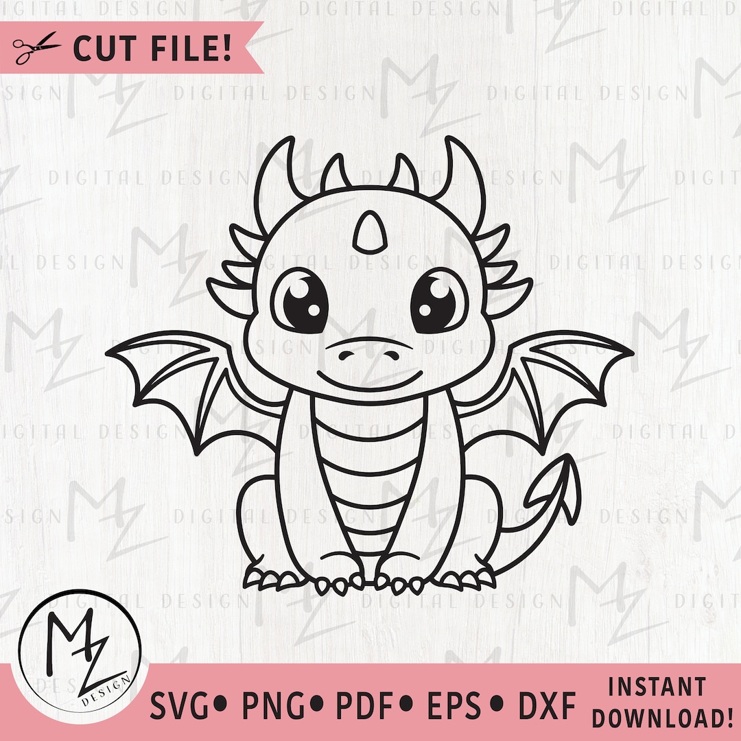 Cute Dragon SVG | Fantasy SVG | Kids Dragon | Cute Mythical Animal SVG ...