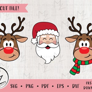 Christmas SVG Bundle, Christmas Faces Svg, Santa Svg, Reindeer Svg ...