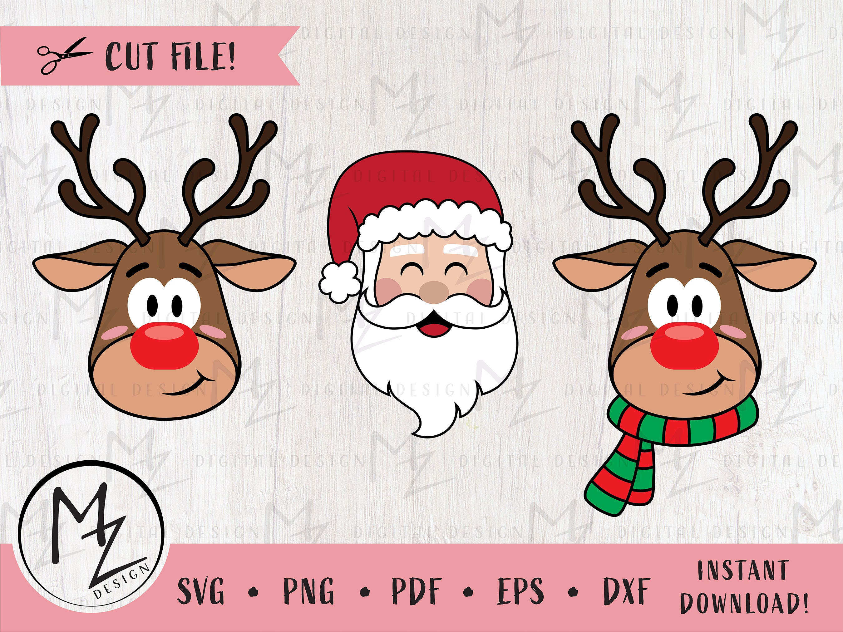 Christmas SVG Bundle, Christmas Faces Svg, Santa Svg, Reindeer Svg ...
