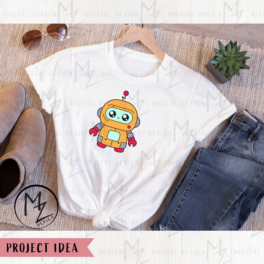 Robot SVG Cute Little Boy Robot Layered Cut File Cricut Silhouette Iron ...