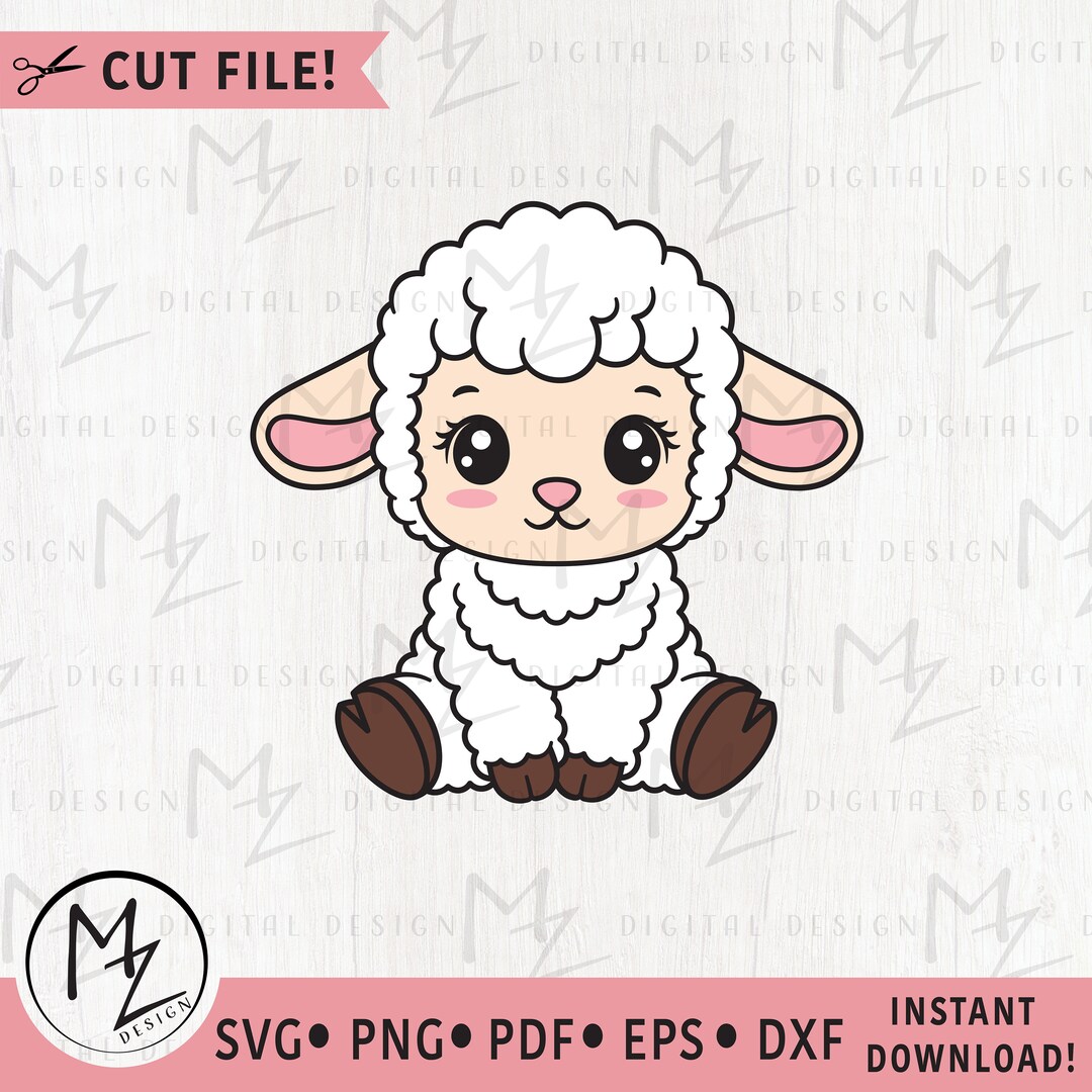Cute Lamb SVG Sitting Lamb Baby Sheep Farm Animal Layered Cut File ...