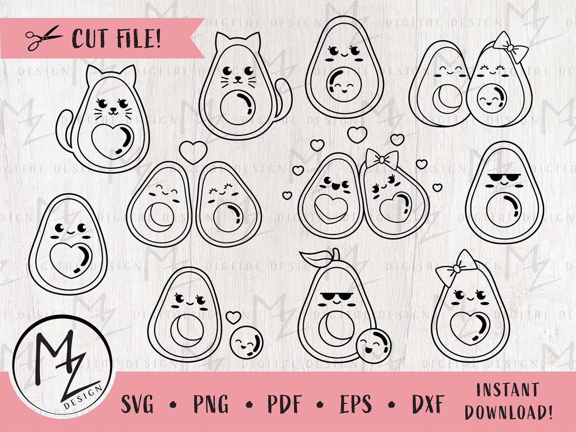 Cute Avocado Bundle Svg, Mamacado Svg, Dadacado Svg, Avocato Svg ...