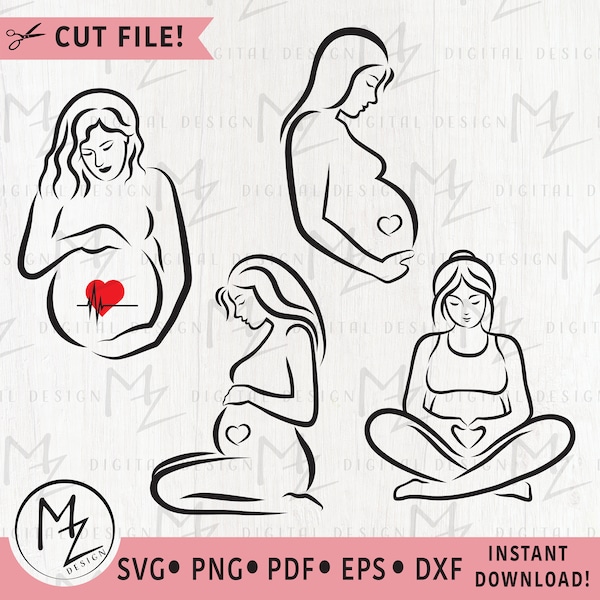 Pregnant Woman Svg - Etsy