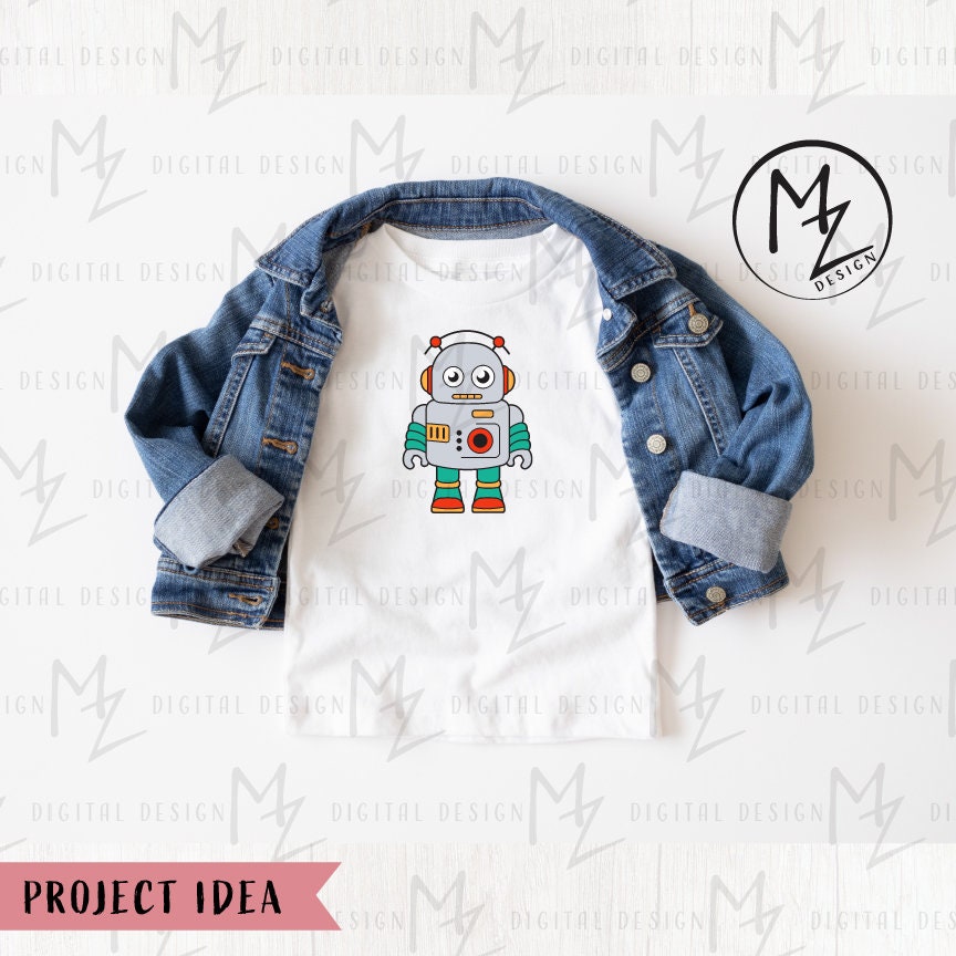 Robot SVG Fun Robot Layered Cut File Cricut Silhouette Kids Robot Shirt ...