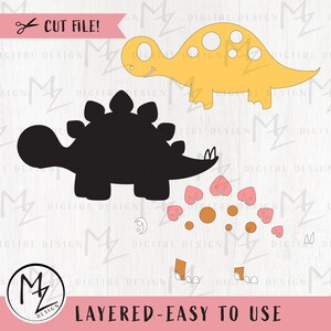 Cute Stegosaurus SVG Layered Cut File Baby Dinosaur Clipart PNG ...