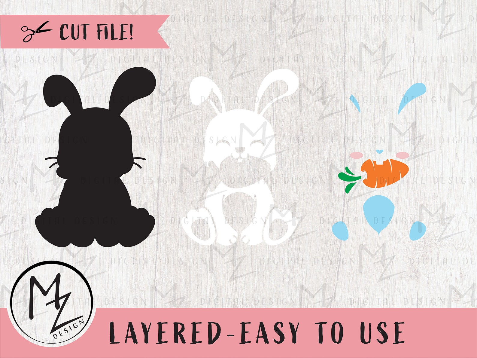 Easter Bunny SVG Bundle Cute Rabbit Easter Eggs Layered Cut File for ...