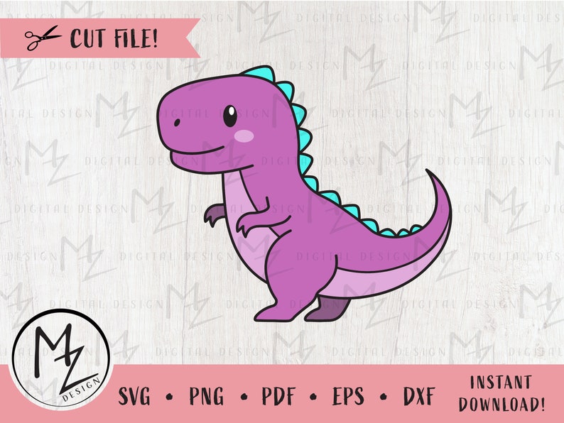 Cute T-rex SVG Layered Cut File Dinosaur Birthday Party - Etsy