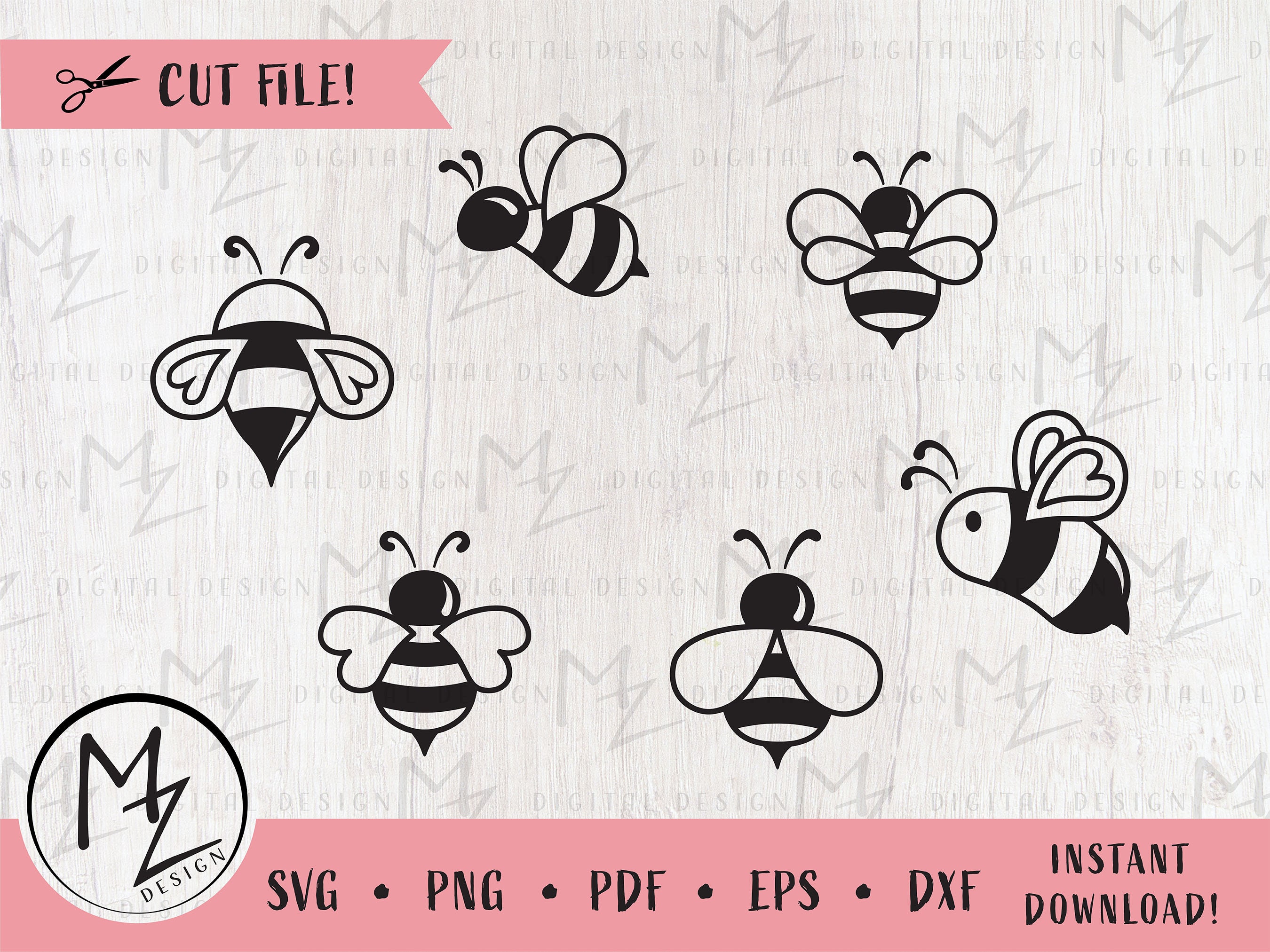 Bee Bundle SVG Cut File Cute Bumble Bee Cake Cupcake Topper Cutting ...