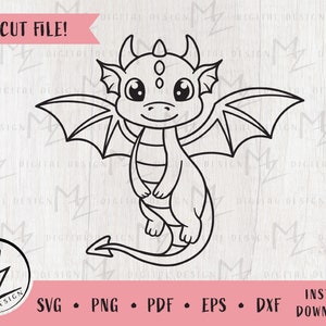 Cute Dragon SVG Fantasy SVG Kids Dragon Flying Dragon - Etsy