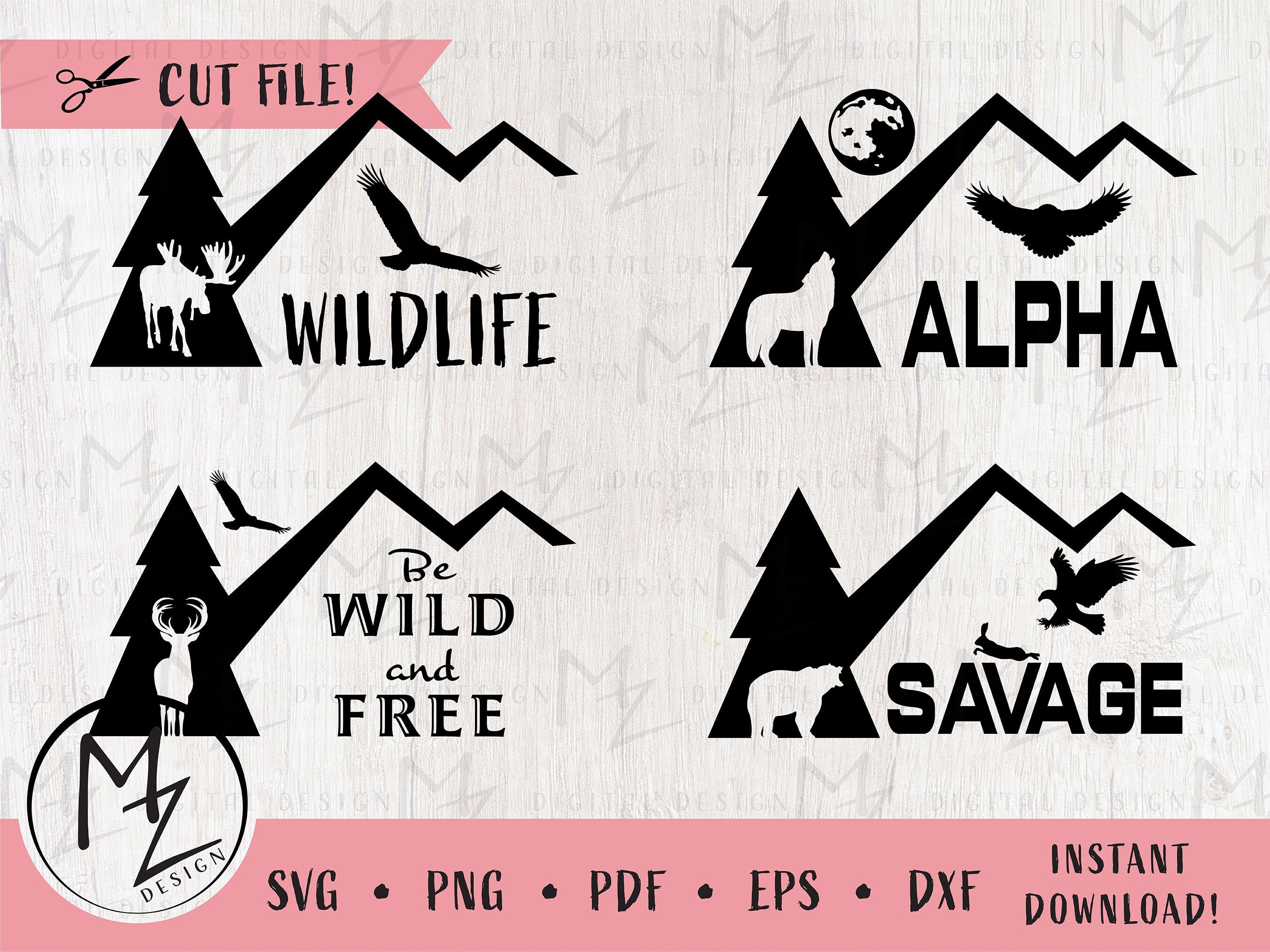 Wildlife Svg Nature Svg Mountains Svg Savage Png Animals - Etsy