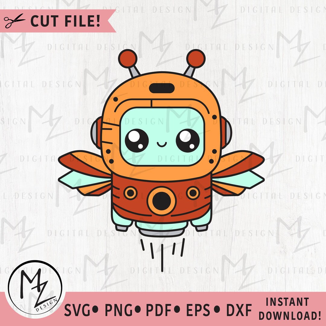 Robot SVG Flying Cute Robot Layered Cut File Cricut Silhouette Kids ...
