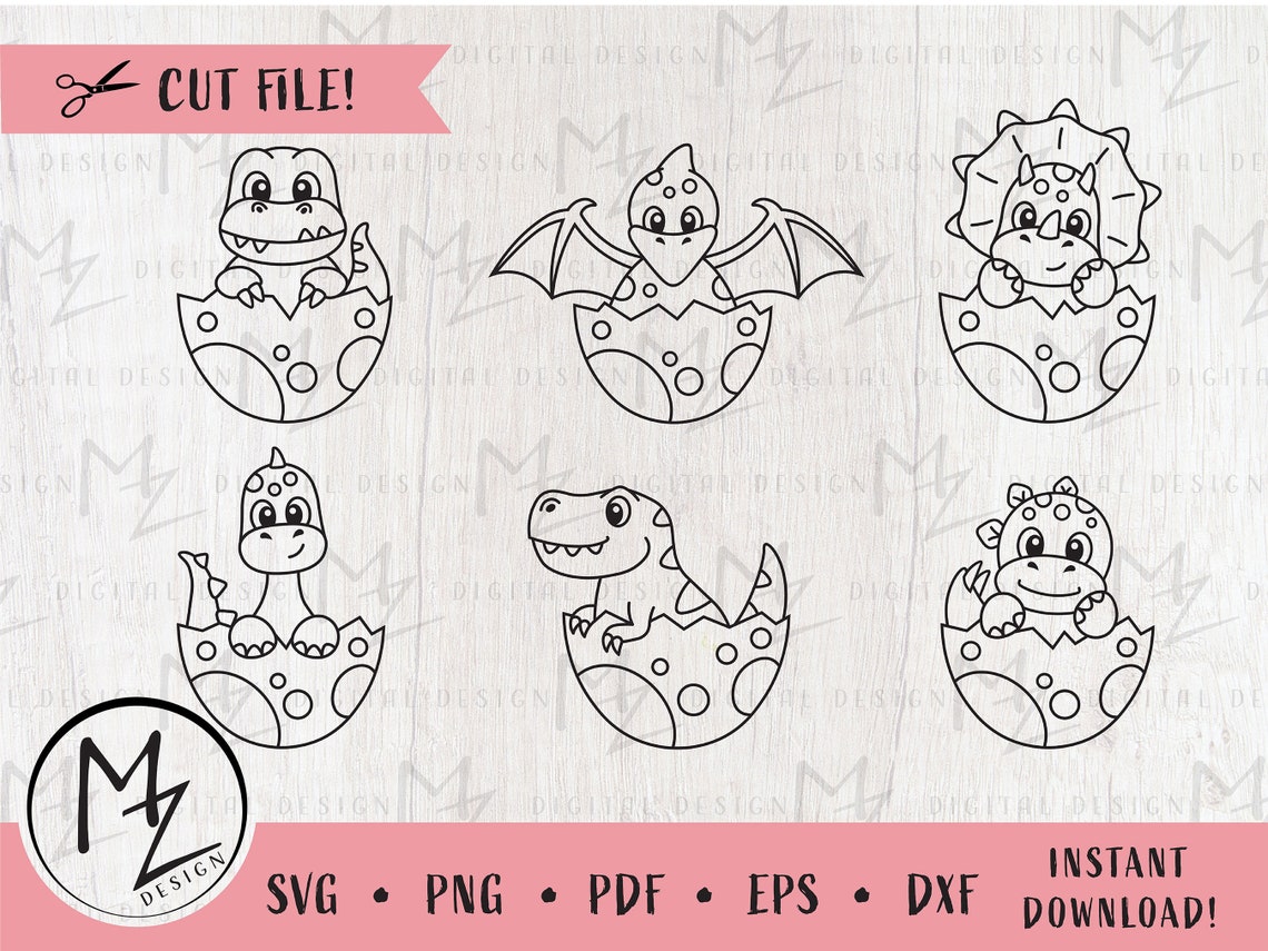 Baby Dino SVG Bundle T-rex Brontosaurus Stegosaurus - Etsy