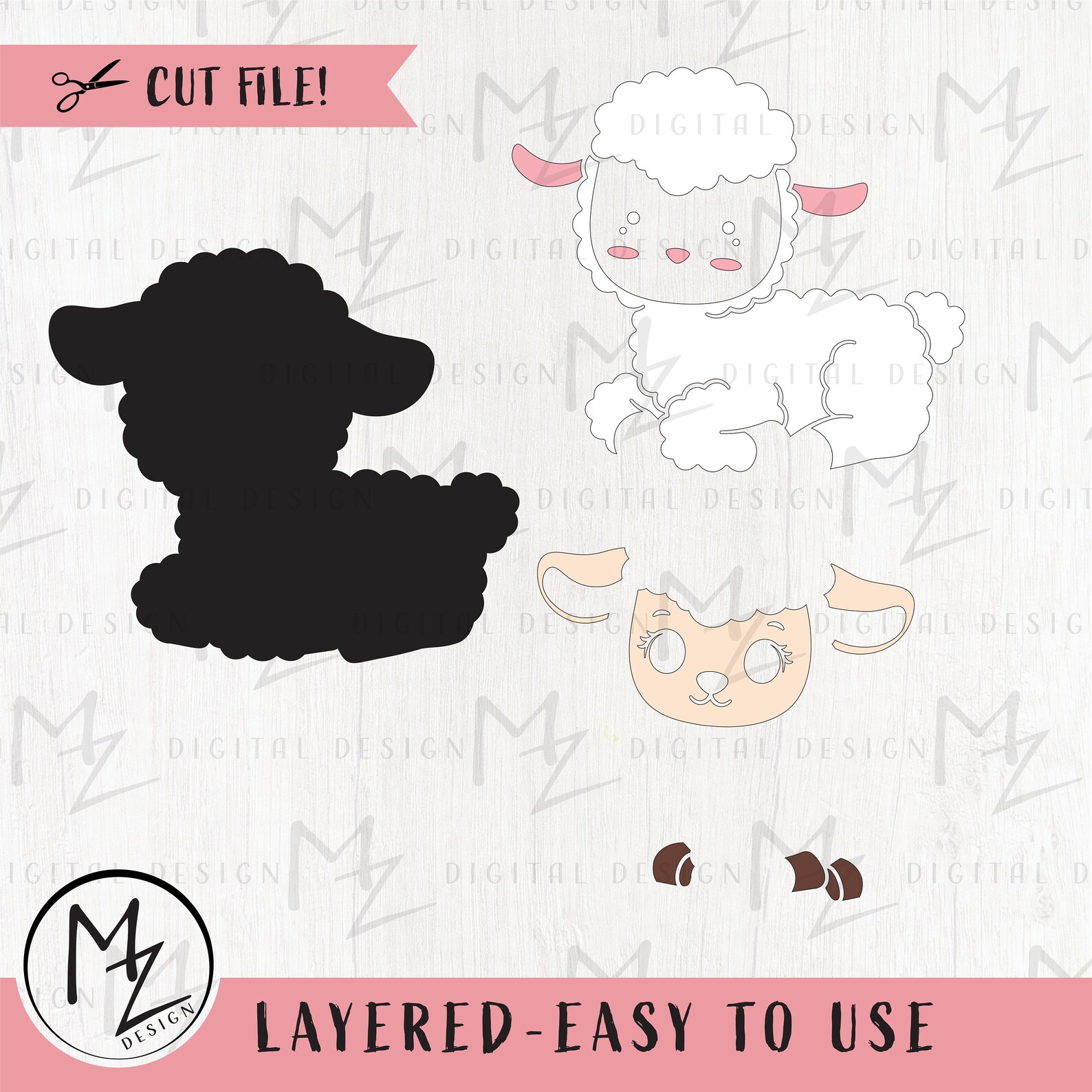 Cute Lamb SVG Laying Lamb Baby Sheep Farm Animals Layered Cut File ...