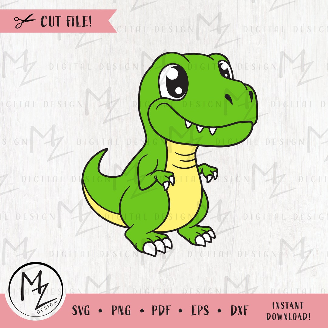 Cute T-rex SVG Layered Cut File Dinosaur Birthday Party Tyrannosaurus ...