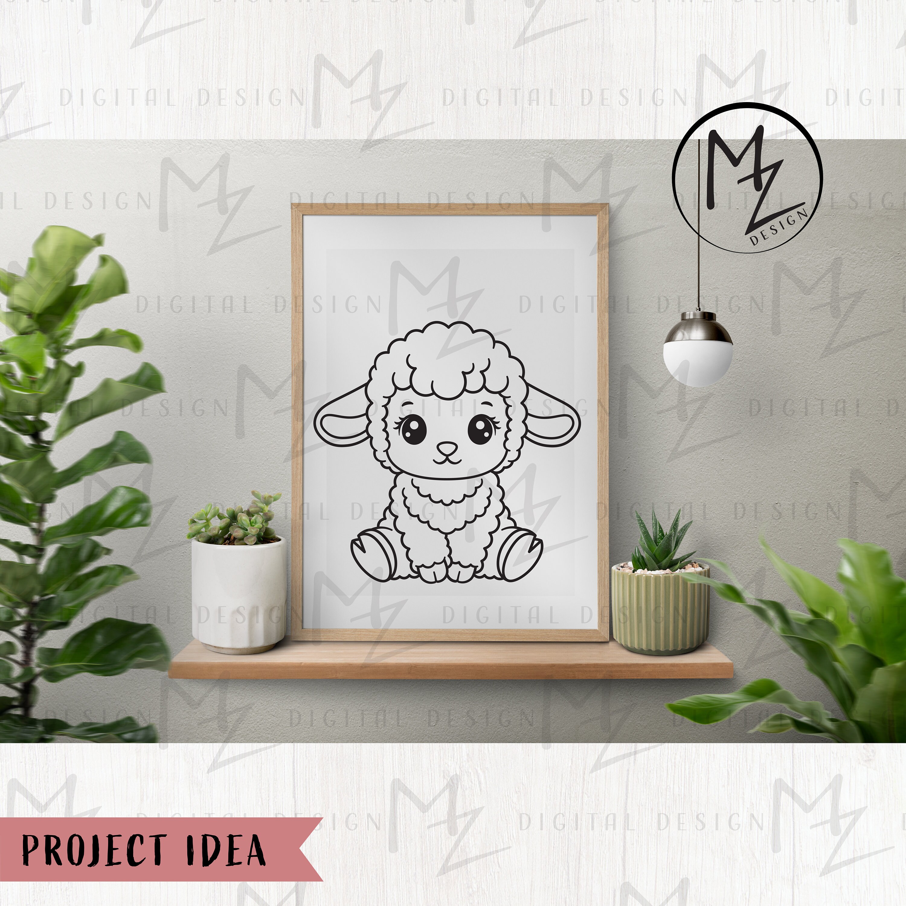 Cute Lamb SVG Sitting Lamb Baby Sheep Farm Animal Outline Cut File ...