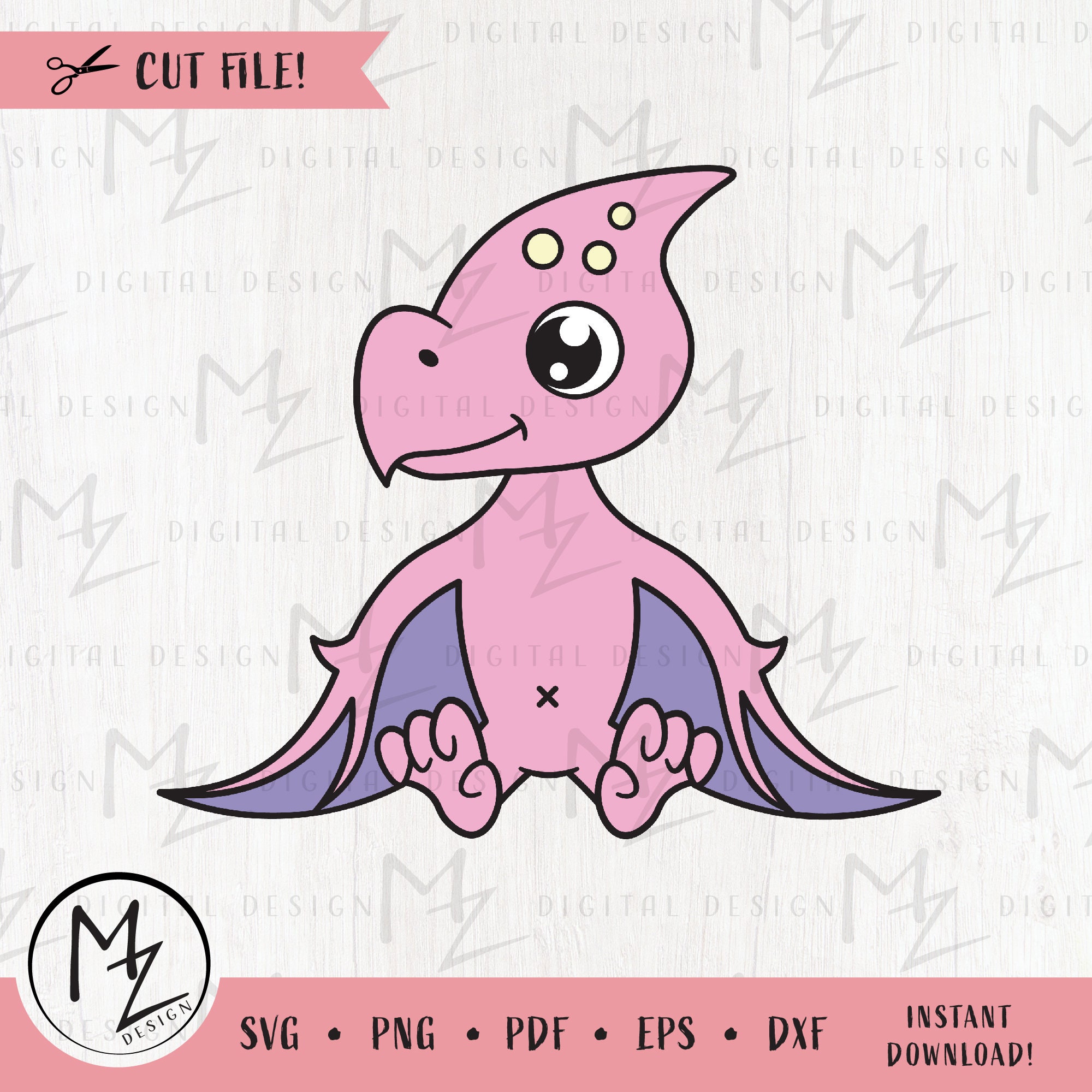 Cute Pterodactyl SVG Layered Cut File Baby Dinosaur Clipart - Etsy