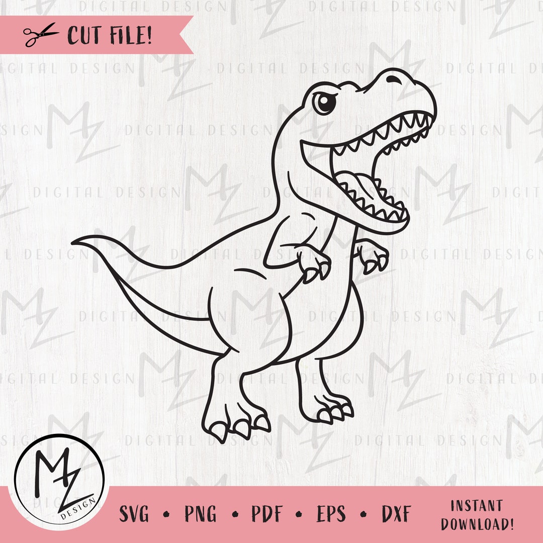 Roaring T-rex SVG Tyrannosaurus Rex Jurassic Animal Outline Cut File ...