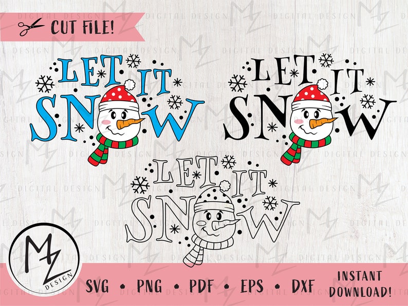 Let It Snow Svg, Cute Snowmen Svg, Christmas Svg, Winter Snowman Svg ...