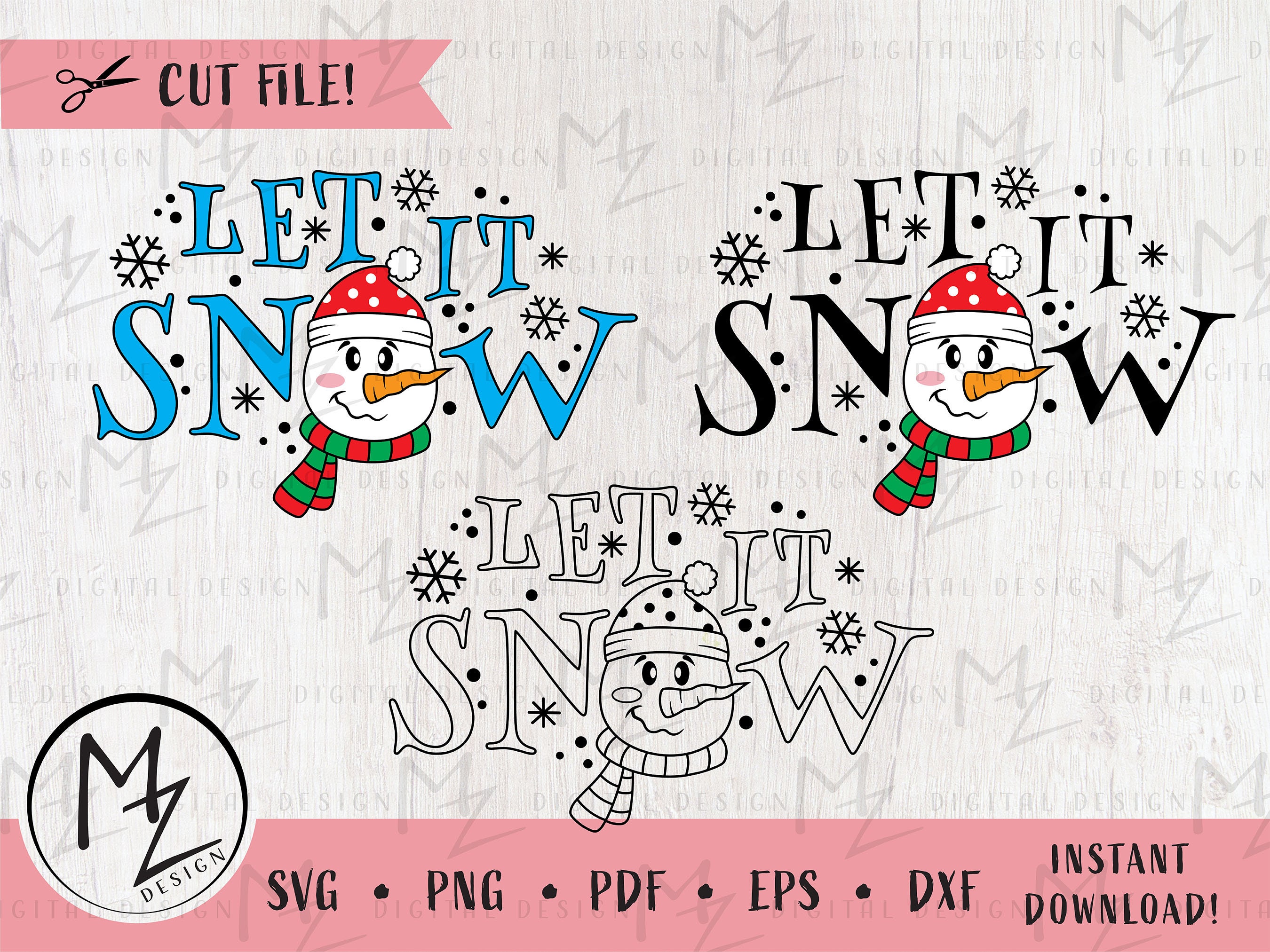 Let It Snow Svg, Cute Snowmen Svg, Christmas Svg, Winter Snowman Svg ...