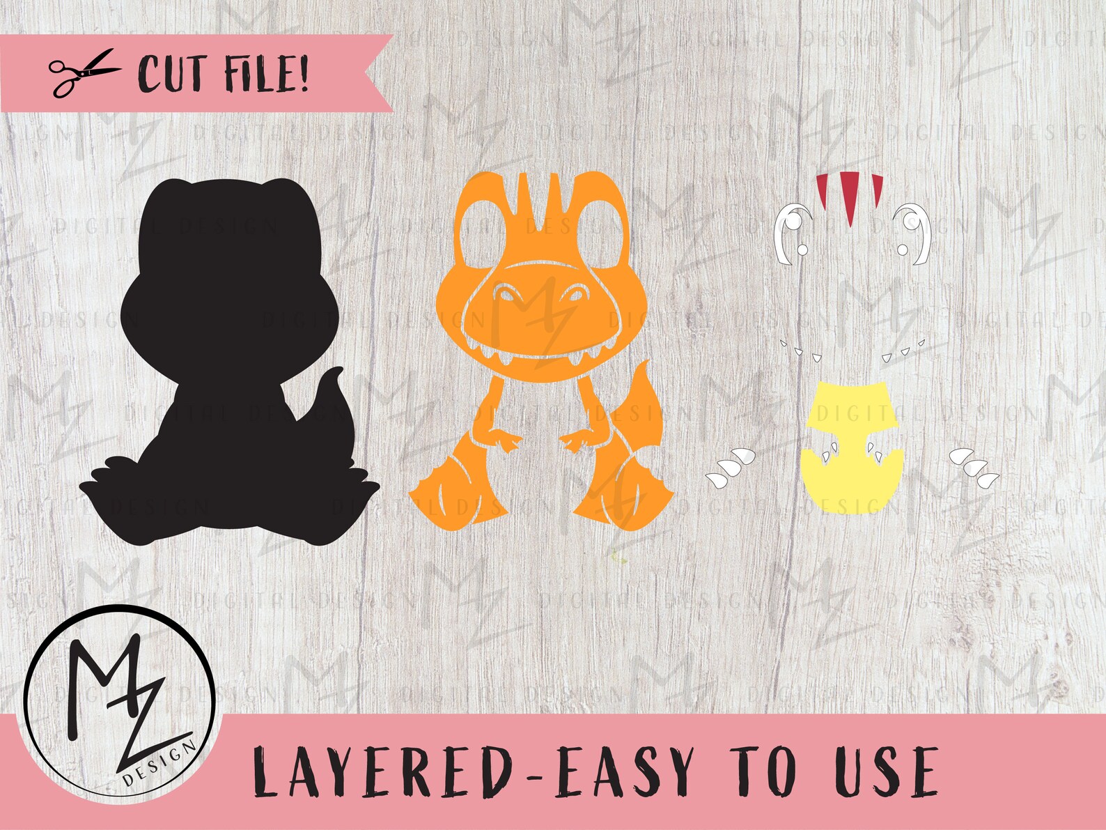 T-rex SVG Dinosaur Layered Cut File Tyrannosaurus Rex Cute Baby Dino ...