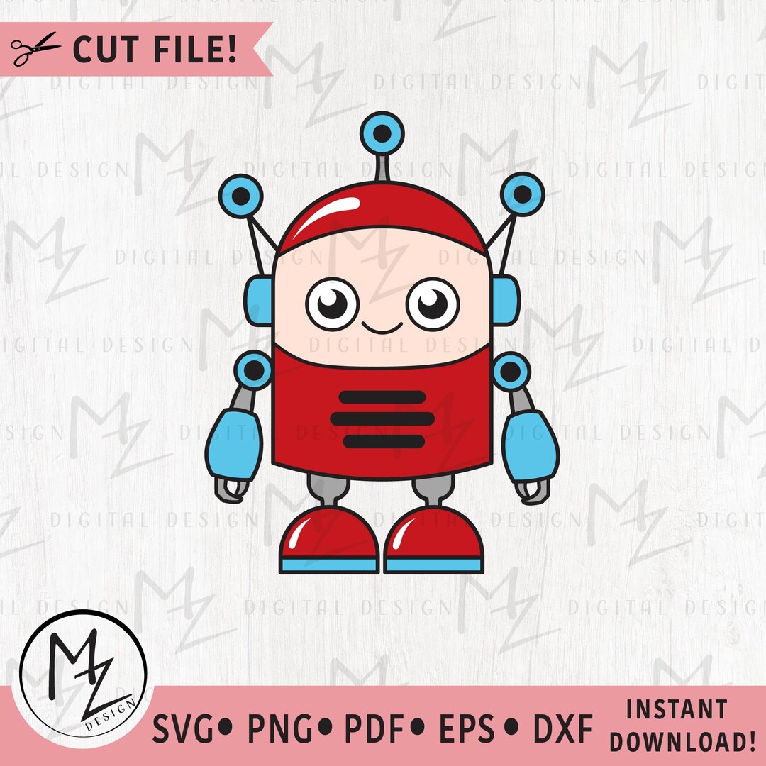 Robot SVG Fun Robot Layered Cut File Cricut Silhouette Kids Shirt Iron ...