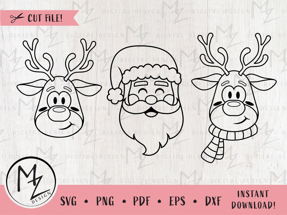 Christmas SVG Bundle, Christmas Faces Svg, Santa Svg, Reindeer Svg ...