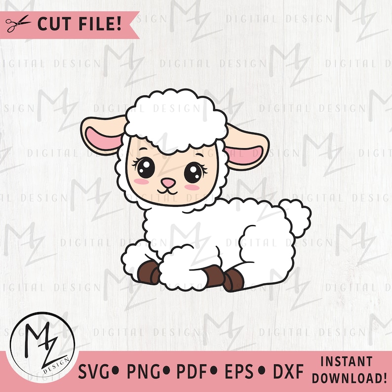 Cute Lamb SVG Laying Lamb Baby Sheep Farm Animals Layered Cut File ...