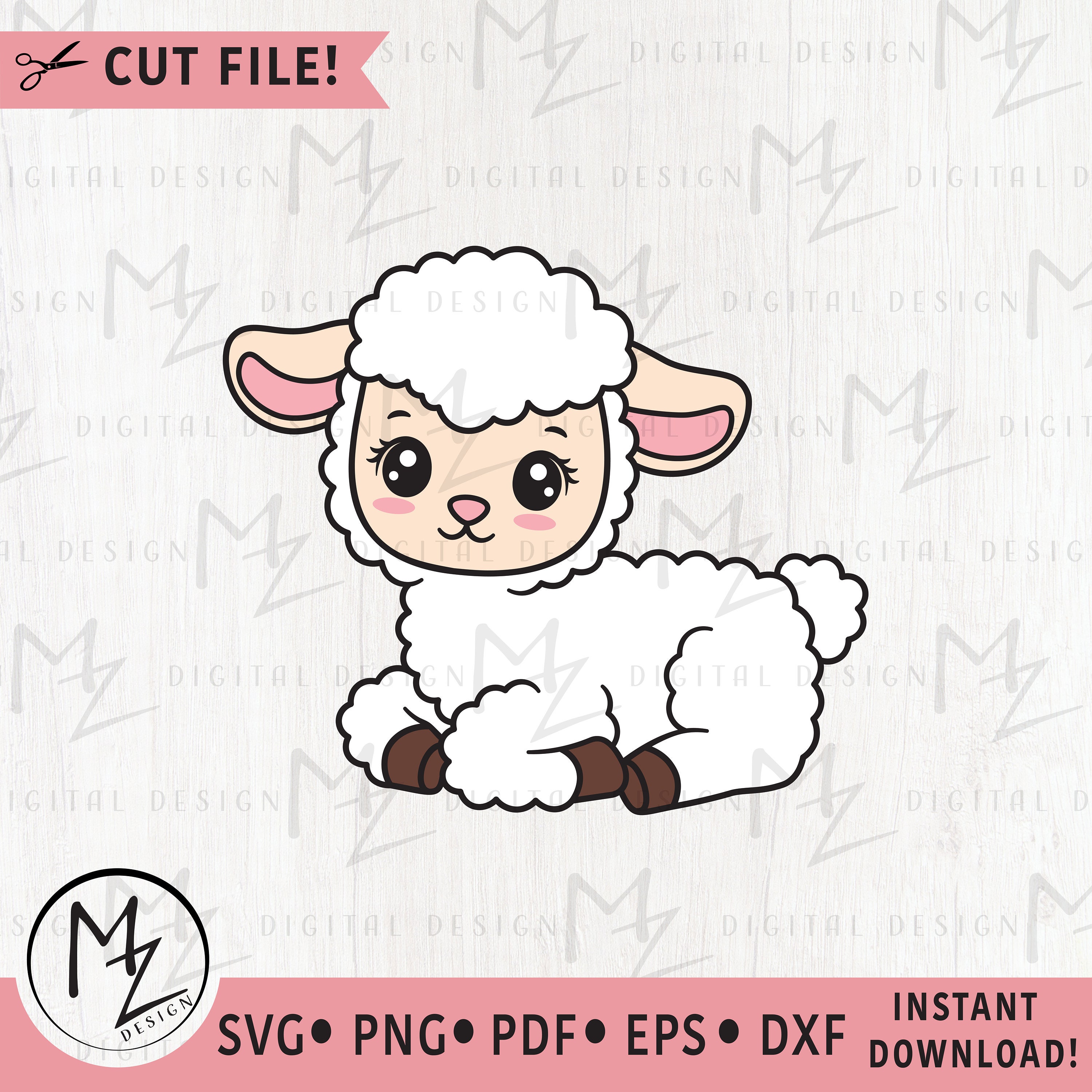 Cute Lamb SVG Laying Lamb Baby Sheep Farm Animals Layered Cut File ...