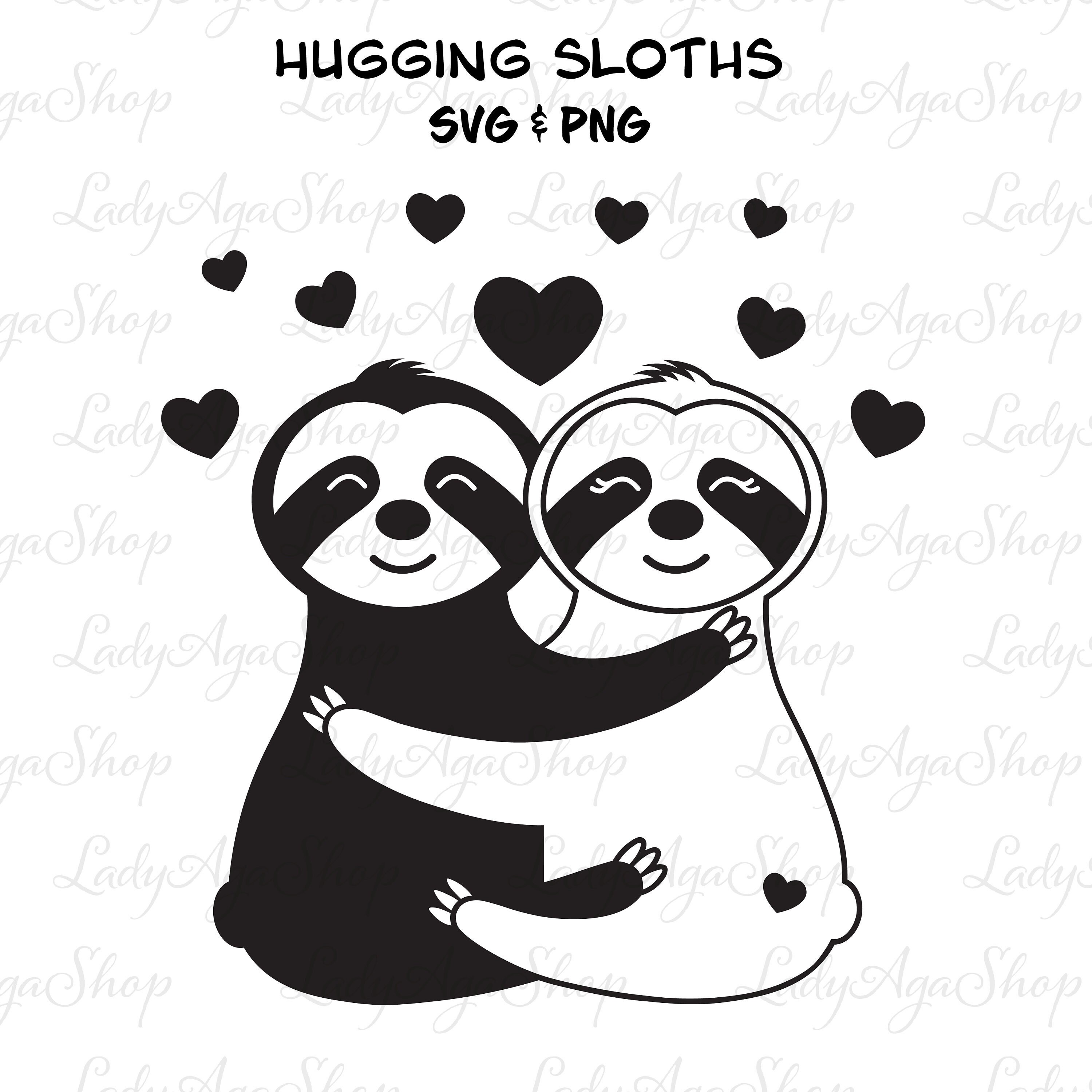Hugging Sloths SVG & PNG Iron on Best friends SVG Cute Sloths Art ...