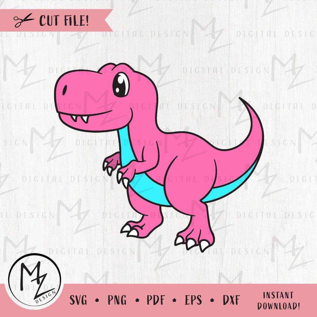 Cute T-rex SVG Layered Cut File Dinosaur Birthday Party Tyrannosaurus ...