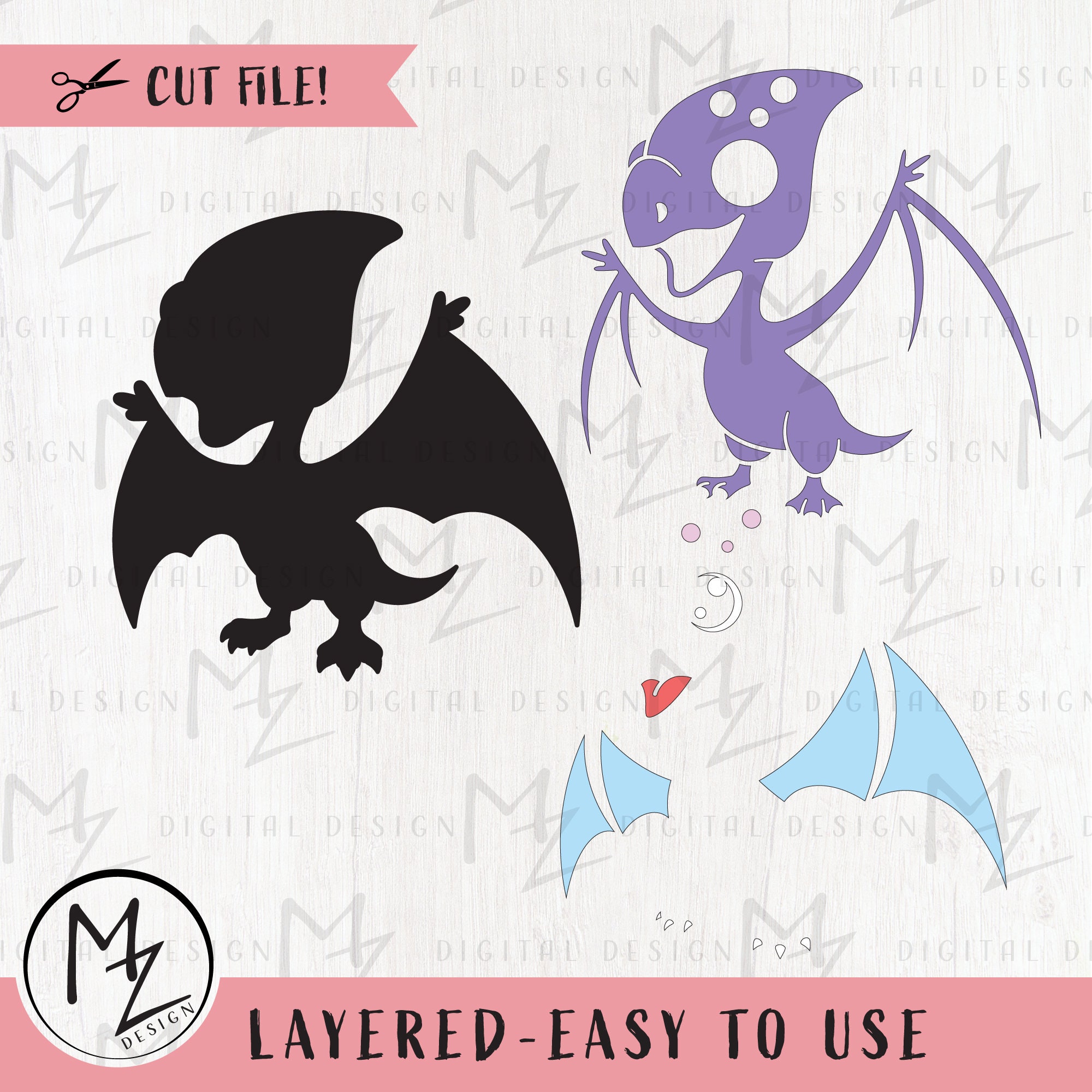 Cute Pterodactyl SVG Layered Cut File Baby Dinosaur Clipart - Etsy