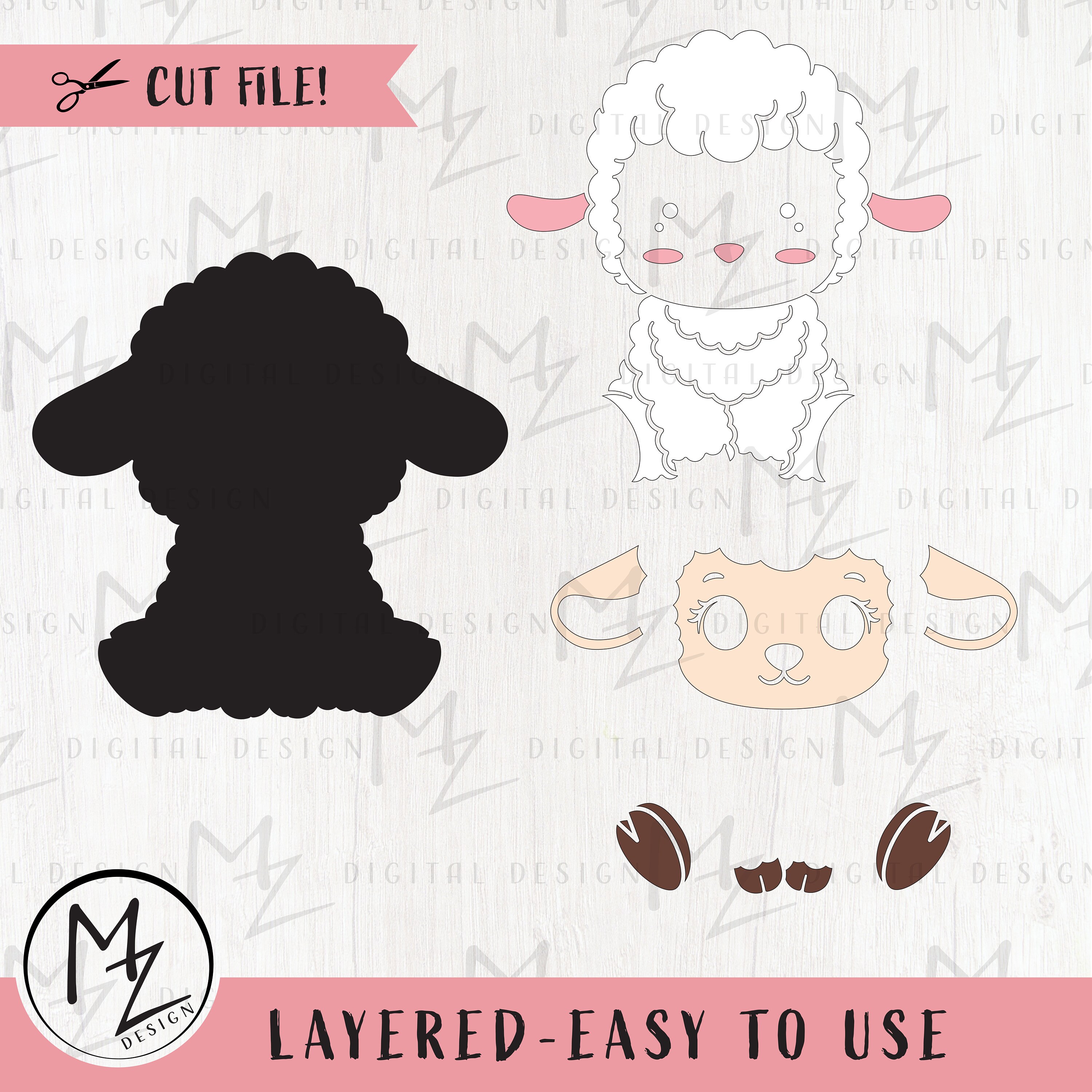 Cute Lamb SVG Sitting Lamb Baby Sheep Farm Animal Layered Cut File ...