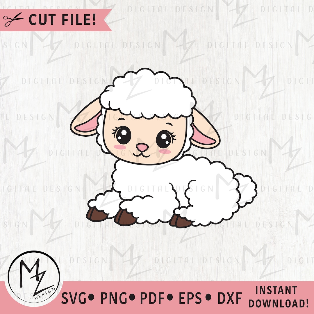 Cute Lamb SVG Laying Lamb Baby Sheep Farm Animals Layered Cut File ...