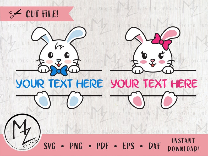 Bunny Monogram SVG Easter SVG Bunny Split Svg Cute Bunny - Etsy