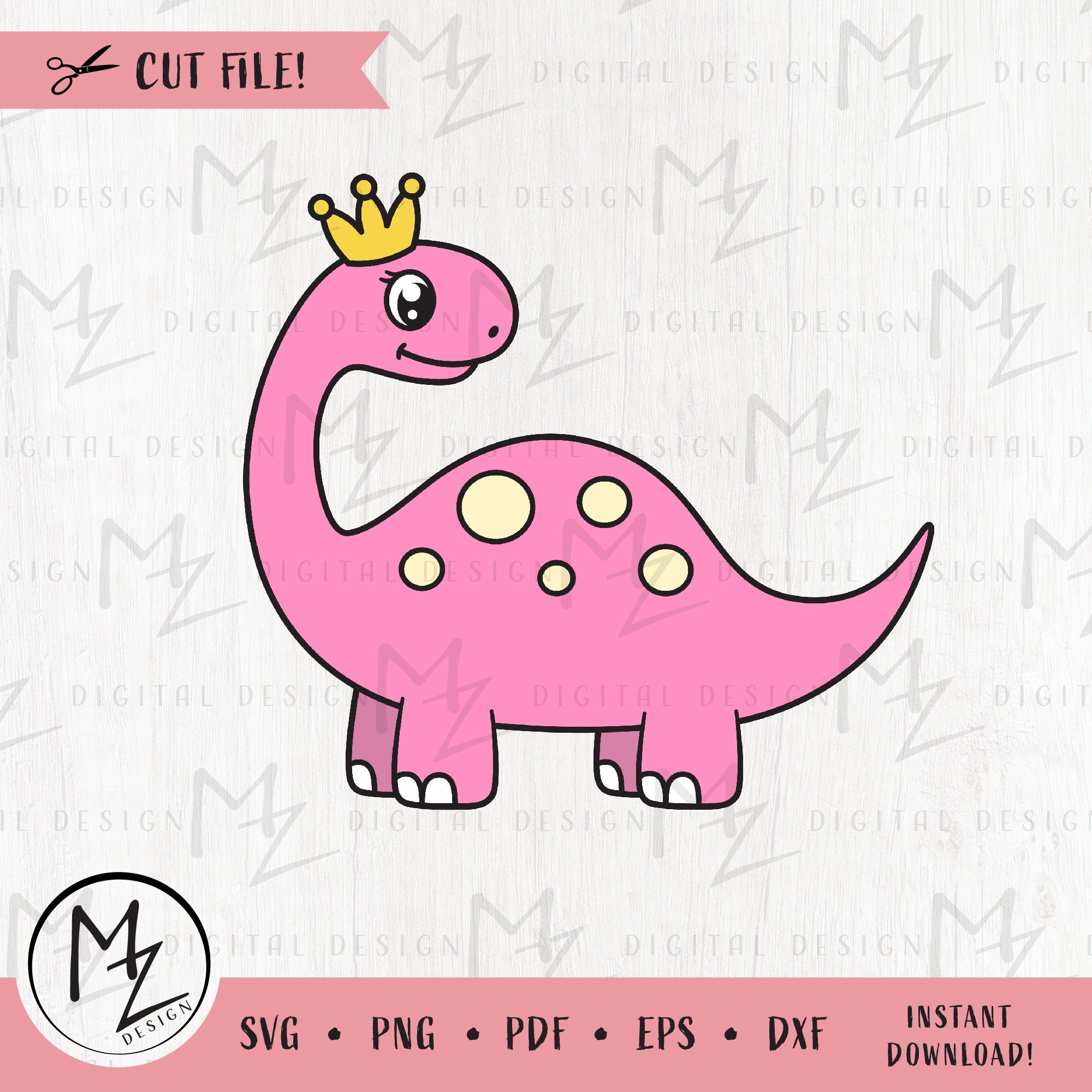 Cute Brontosaurus SVG Layered Cut File Baby Dinosaur Girl With - Etsy
