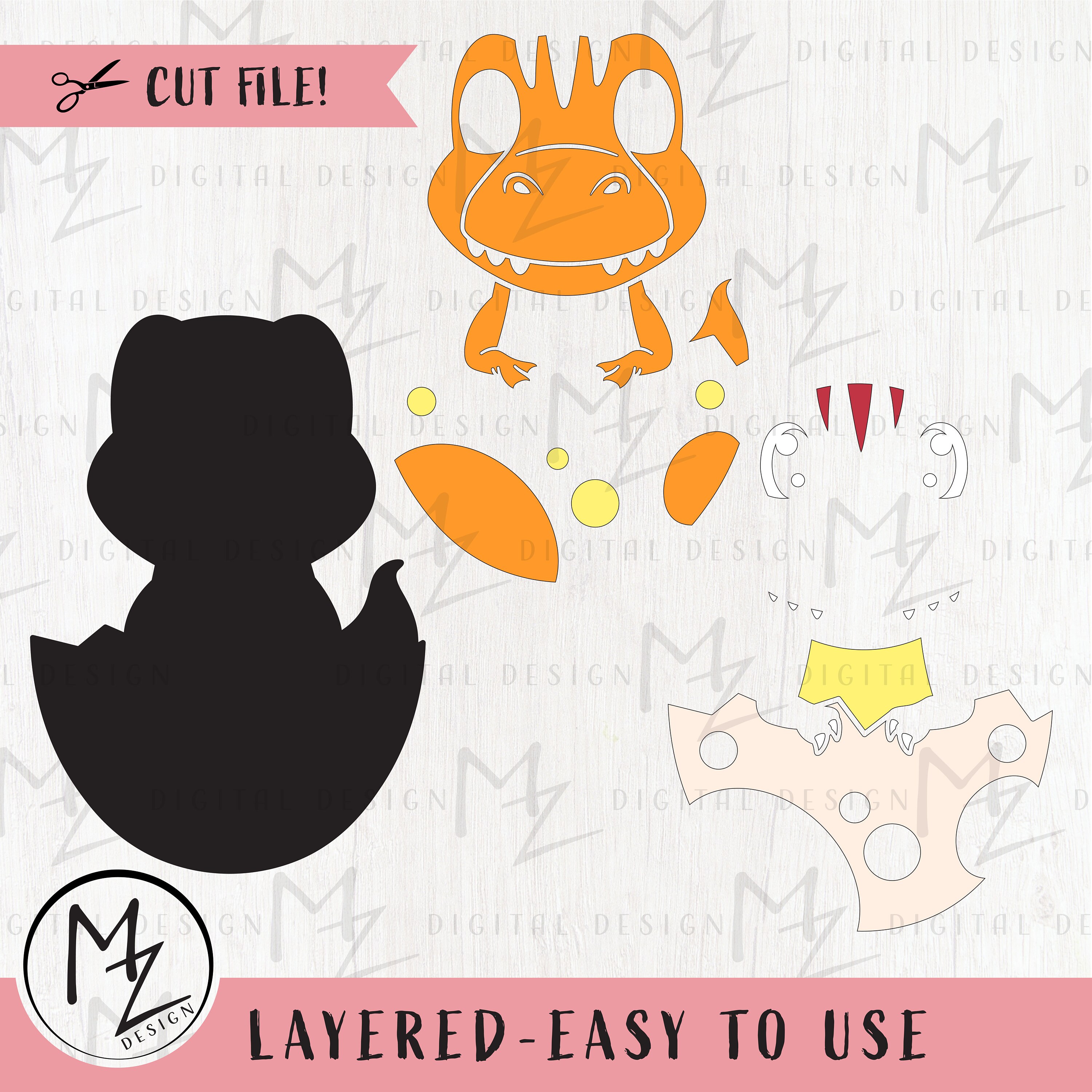 T-rex SVG Cute Baby Dino T-rex in Egg Layered Cut File Cricut ...