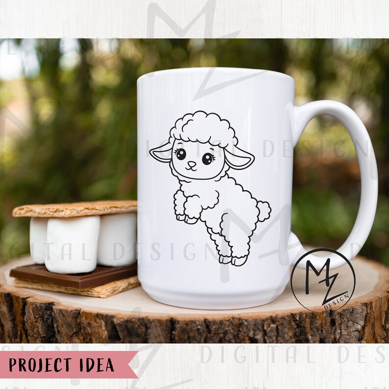 Cute Lamb SVG Hopping Lamb Baby Sheep Farm Animal Outline Cut File ...