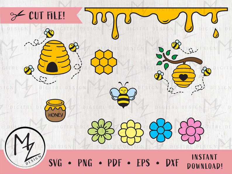 Bee Layered SVG Bundle Honeycomb Beehive Honey Flower Cutting - Etsy