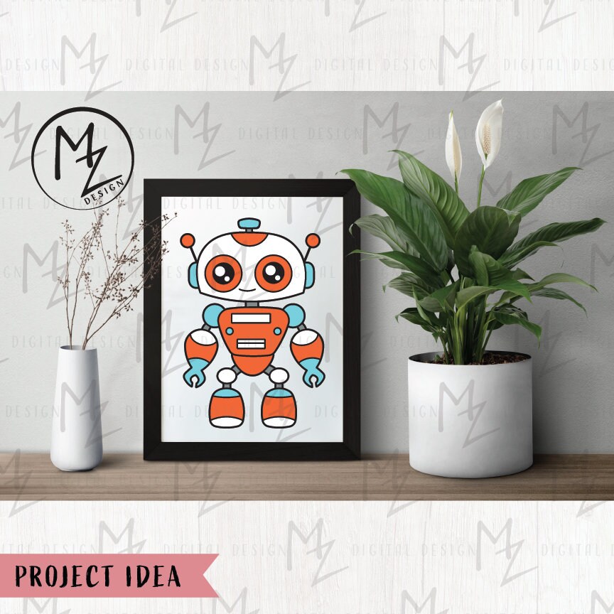 Cute Robot Layered SVG Cut File Cricut Silhouette Kids Shirt Vinyl Iron ...