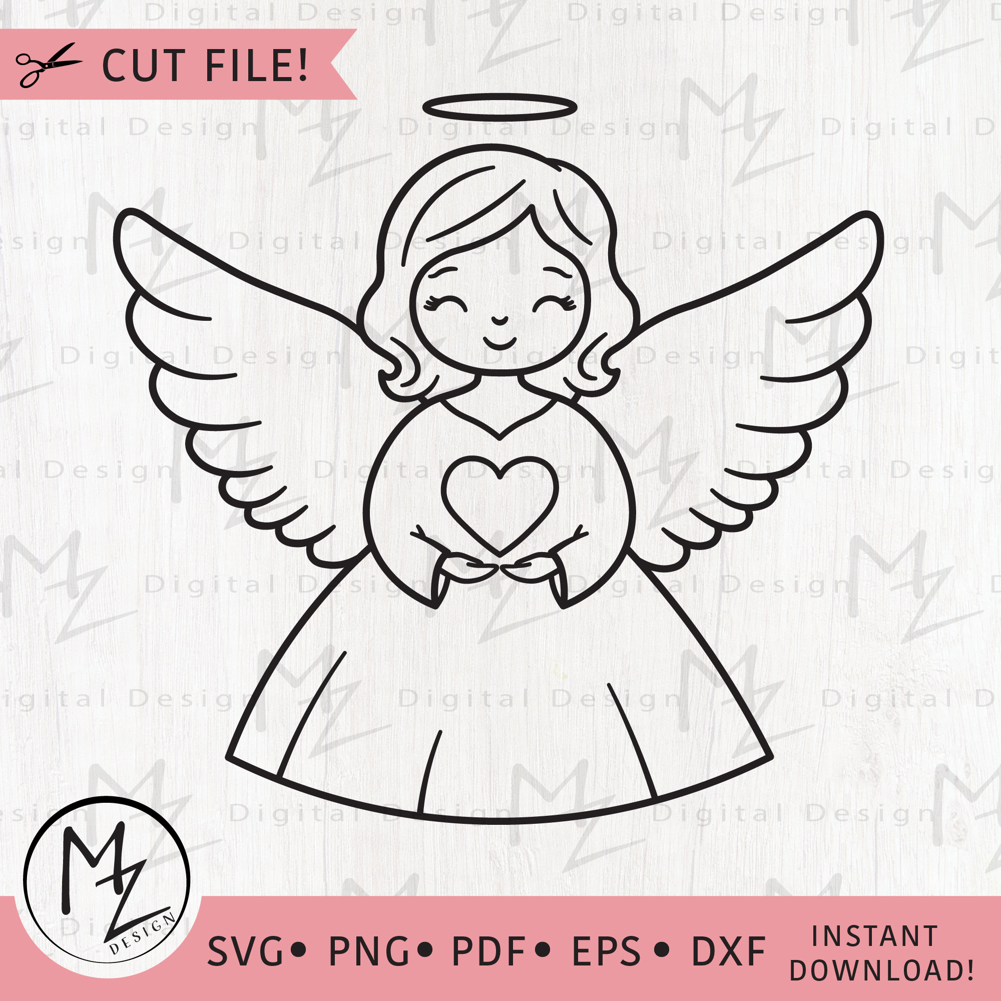 Cute Angel SVG Little Girl Angel Cut File for Cricut Silhouette Angel ...